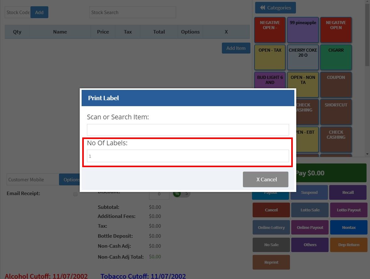 How to Print Labels from the POS