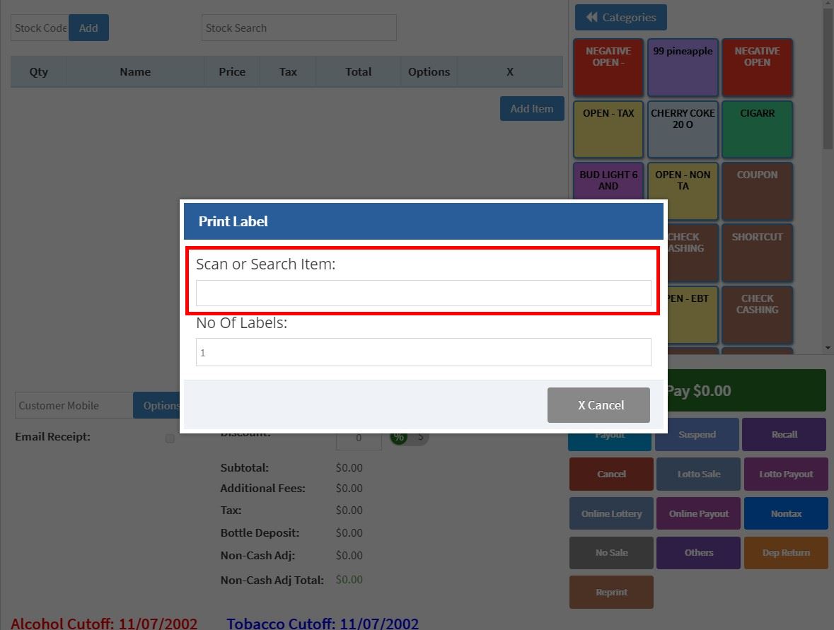 How to Print Labels from the POS